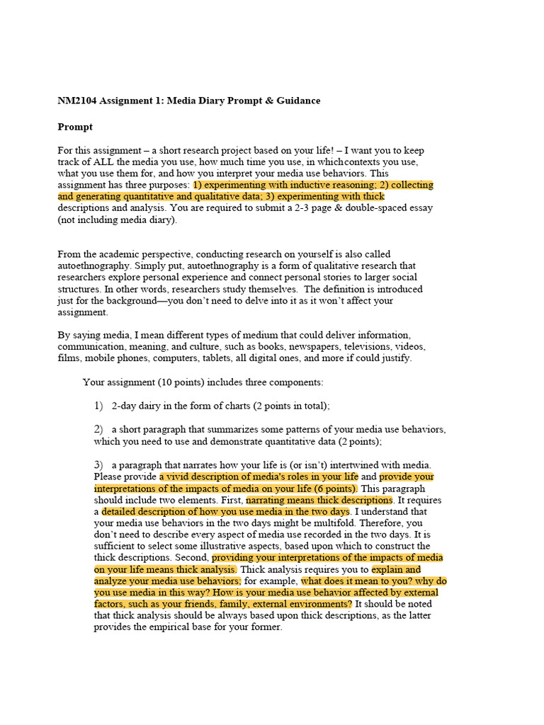 Assignment 1 Prompt Pdf Qualitative Research Data 2374