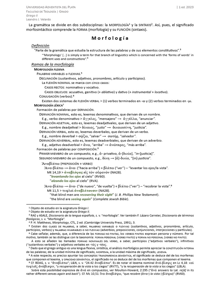 Morfología (Gii-2023) | PDF | Verbo | Semántica