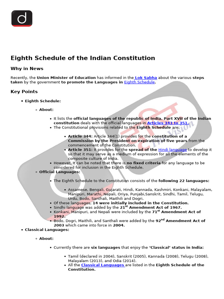 Eighth Schedule Languages in India | PDF | Languages Of India | Linguistics