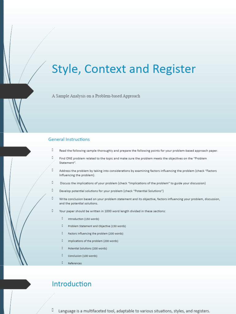 Style Context and Register - A Sample Analysis | PDF | Communication ...