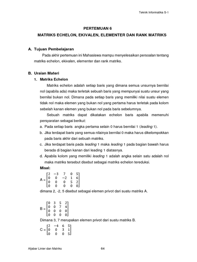 Modul Aljabar Linier Dan Matriks | PDF
