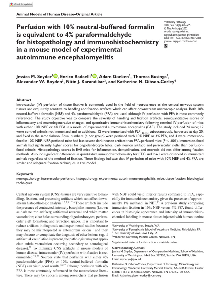 Snyder Et Al 2022 Perfusion With 10 Neutral Buffered Formalin Is ...