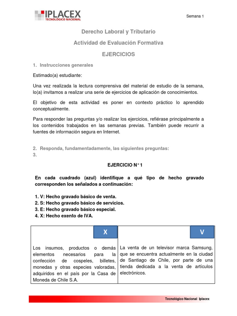 Ejercicio Derecho Laboral Semana 2 | Descargar gratis PDF | Impuestos | Impuesto al valor agregado