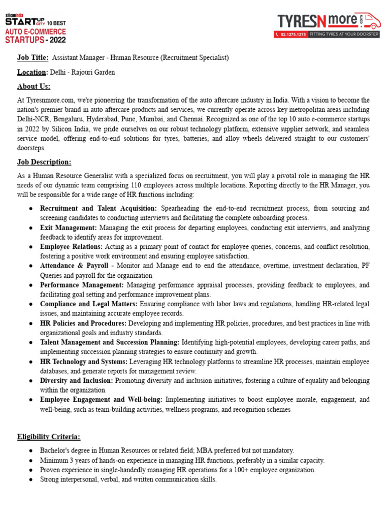 JD - HR Executive | PDF | Human Resource Management | Recruitment