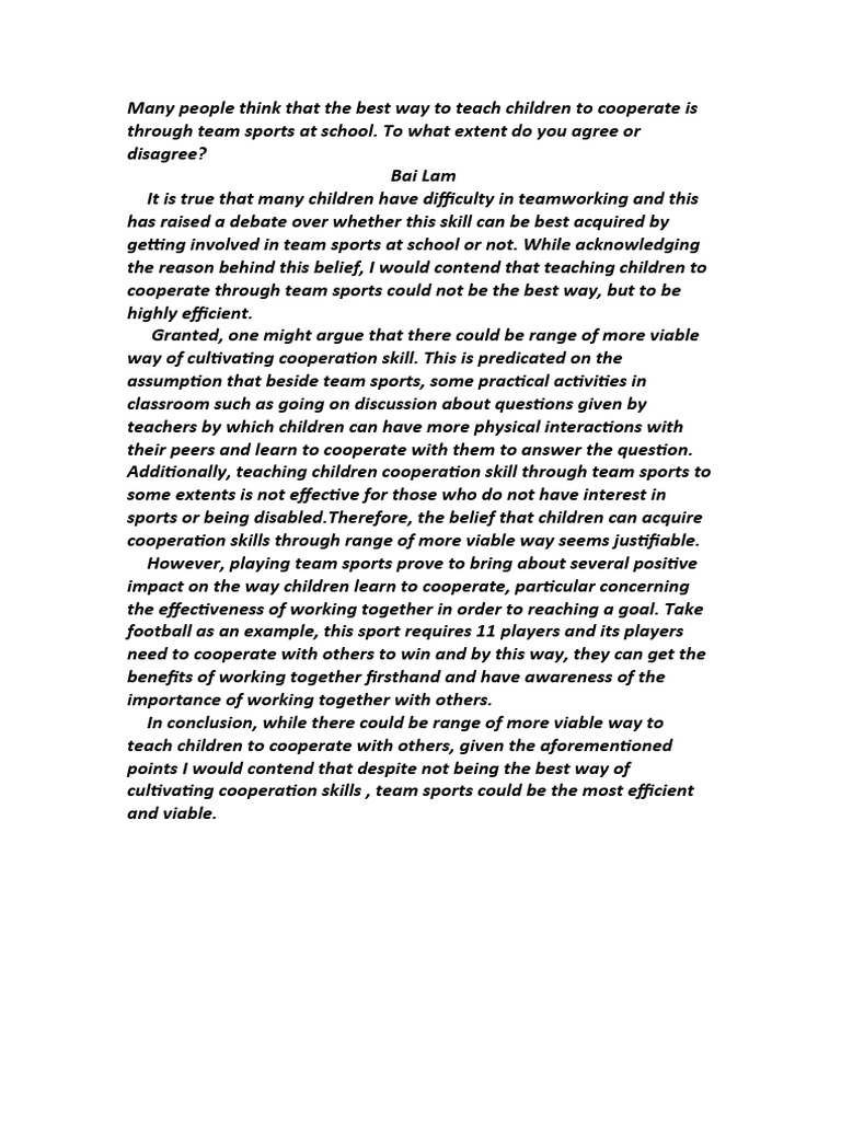 Teaching Cooperation Through Team Sports | PDF