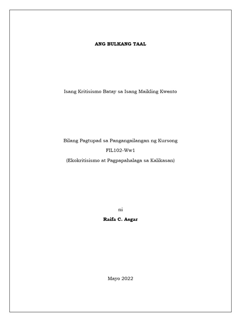 ACT 5 KRITISISMO (EKo-kwento) Ni Raifa C. Asgar | PDF ACT 5 KRITISISMO (EKo-kwento) Ni Raifa C. Asgar | PDF