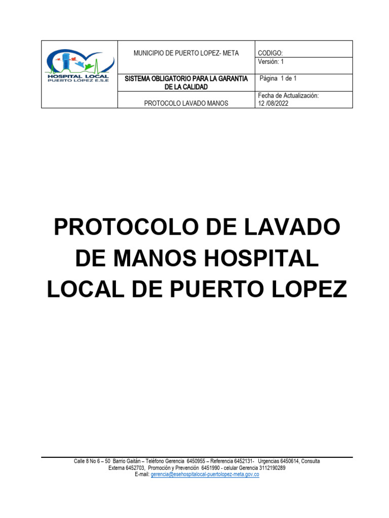 3.1. Protocolo de Lavado de Manos Hlpl | Descargar gratis PDF | Hospital | Lavado de manos