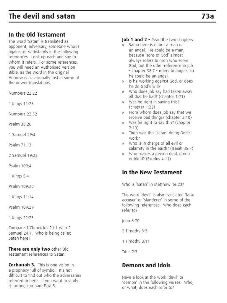 The Devil and Satan 73a: in The Old Testament | PDF | Satan | Book Of Job