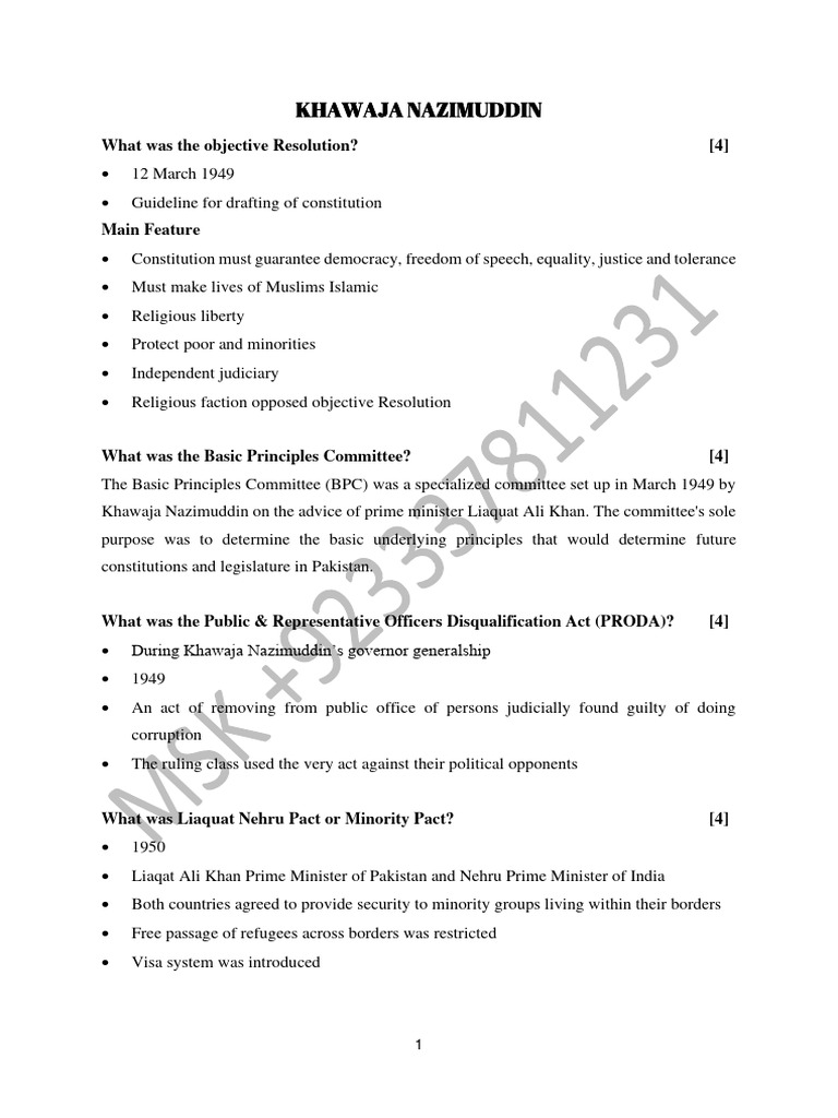 Khawaja Nazimuddin 03.03.24 | PDF | Pakistan | Governance