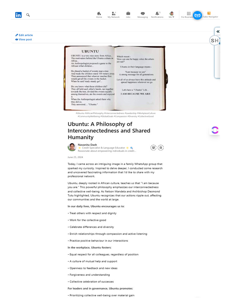 Ubuntu - A Philosophy of Interconnectedness and Shared Humanity ...