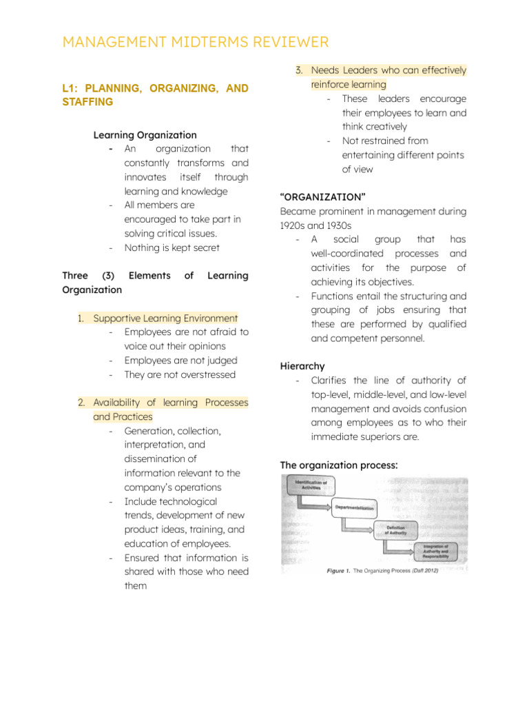 Management Midterms Reviewer | PDF | Organizational Structure | Business