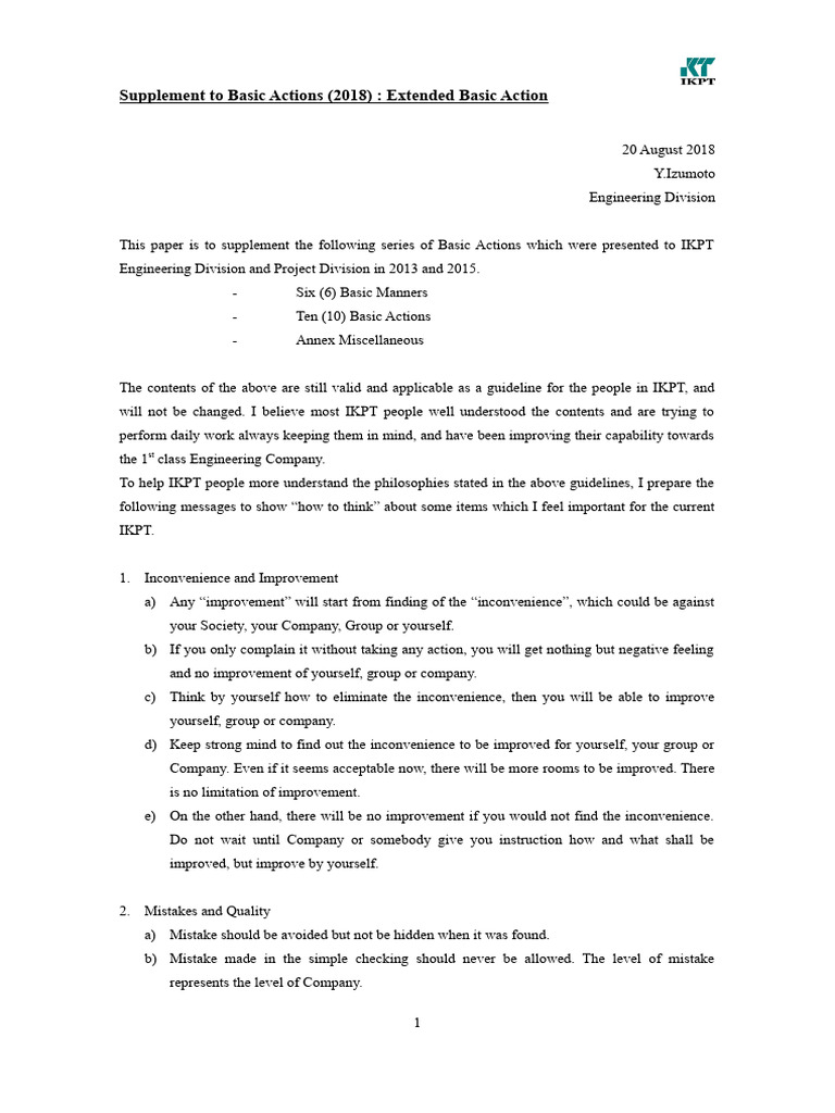 Extended Basic Actions for IKPT Engineering | PDF | Mind