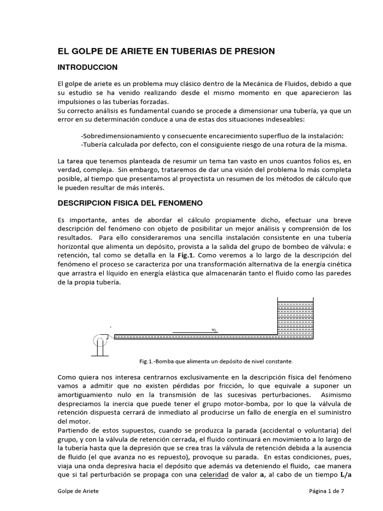 5 Golpe de Ariete | PDF | Presión | Fenomeno fisico