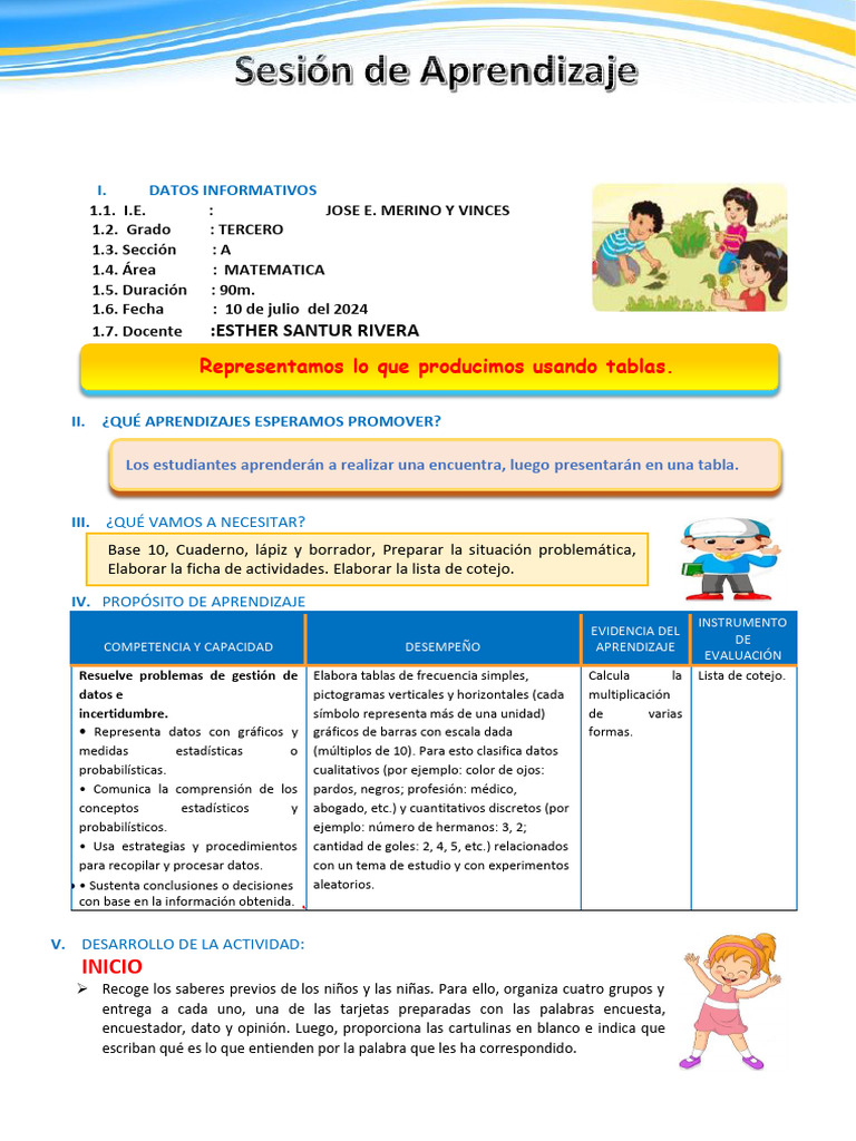 D2 A1 SESION MAT. Representamos Lo Que Producimos Usando Tablas. | PDF ...