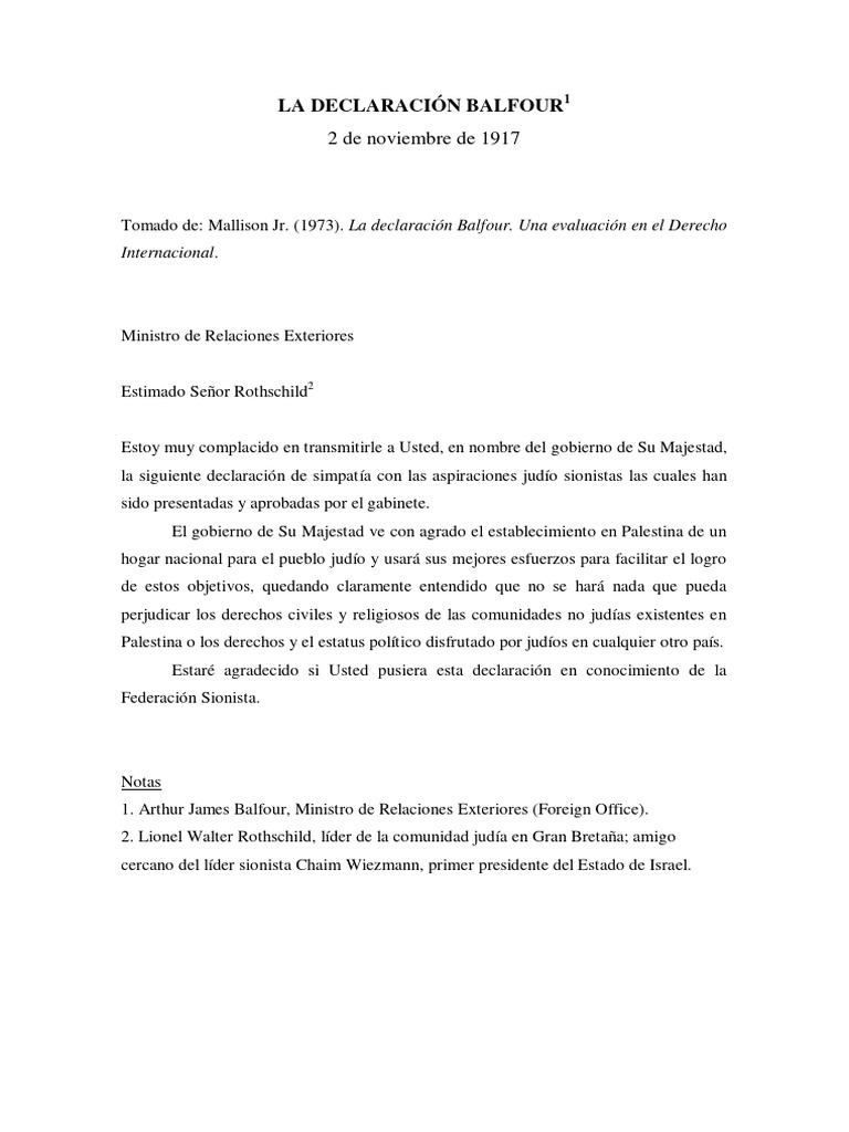 BALFOUR 1917 La Declaración Balfour | PDF