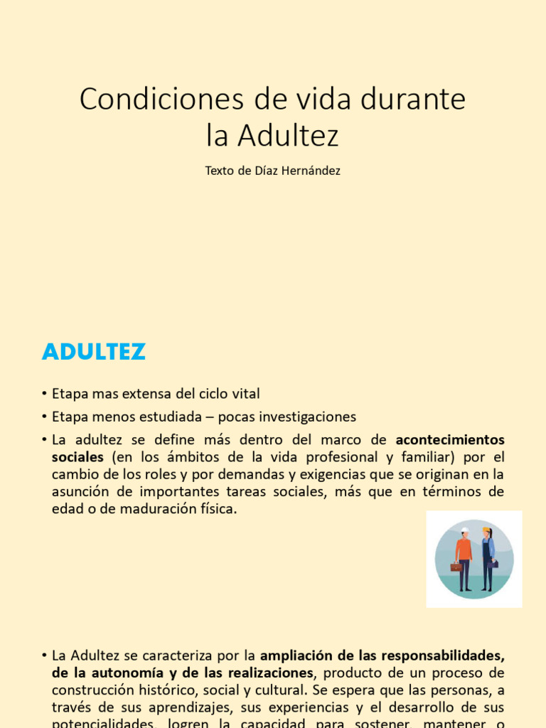 Condiciones de Vida Durante La Adultez | PDF | Adultos | Ciencias del comportamiento