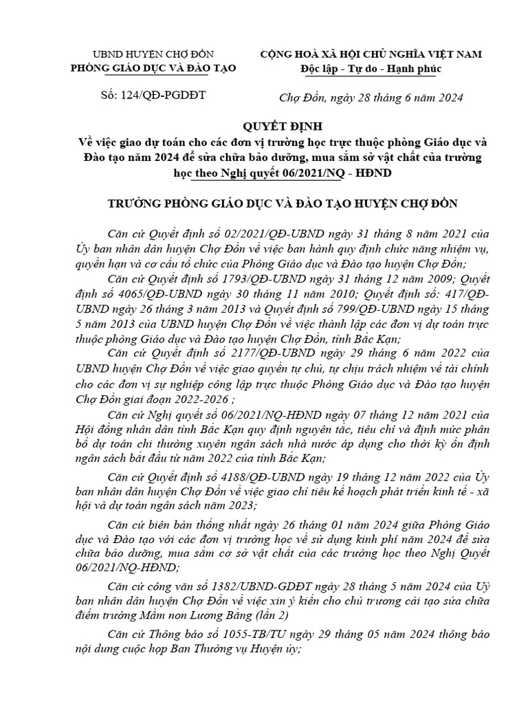 1.QĐ số 124 PGD | PDF