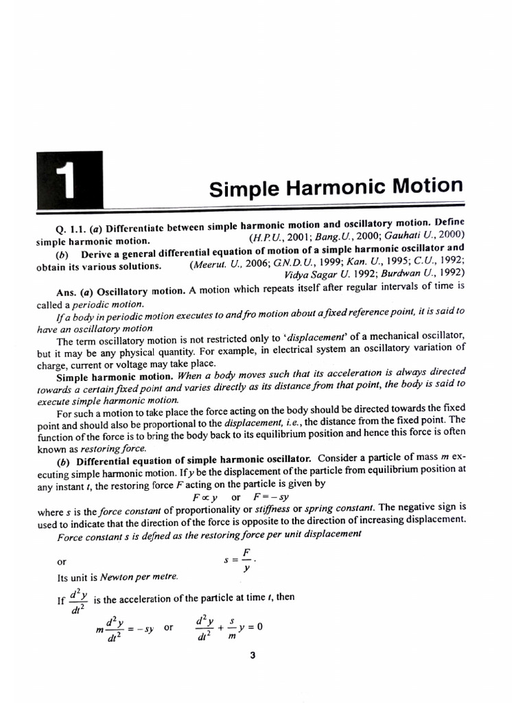 WVEMT 1.Simple Harmonic Motion | PDF