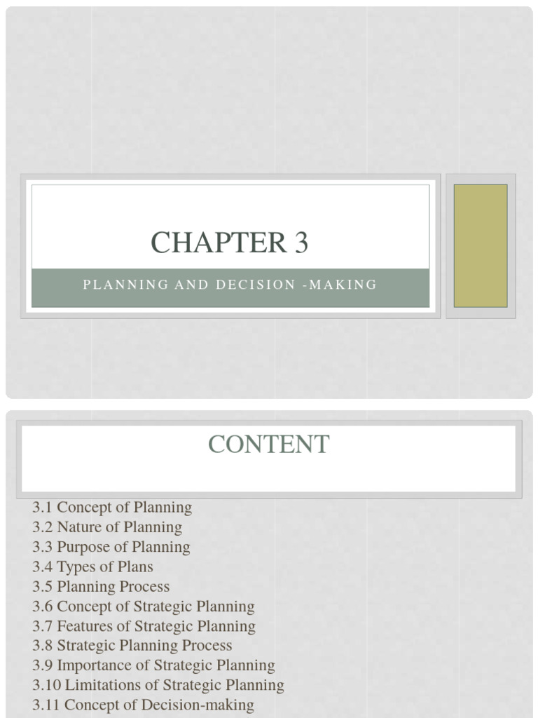 Chapter 3 Planning and Decision Making | PDF | Strategic Planning | Decision Making