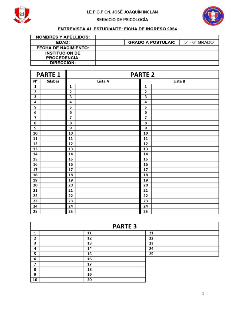Formato Evaluación Ingreso - Proesc 5to y 6to Grado | PDF