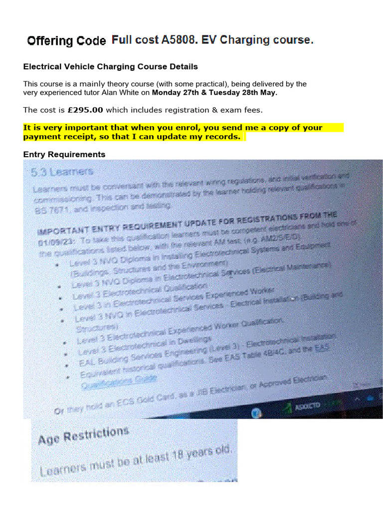 EV Charging Course On 27th & 28th May Information Letter in Word V 8.5. ...
