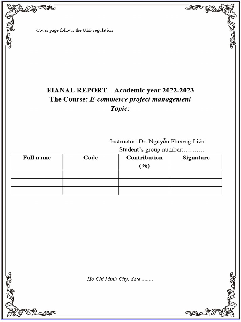 Template final report | PDF | Project Management | Business