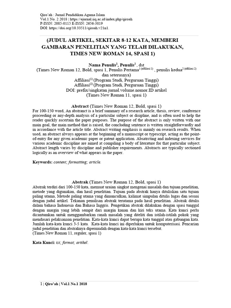 Template Jurnal Qiro'ah | PDF