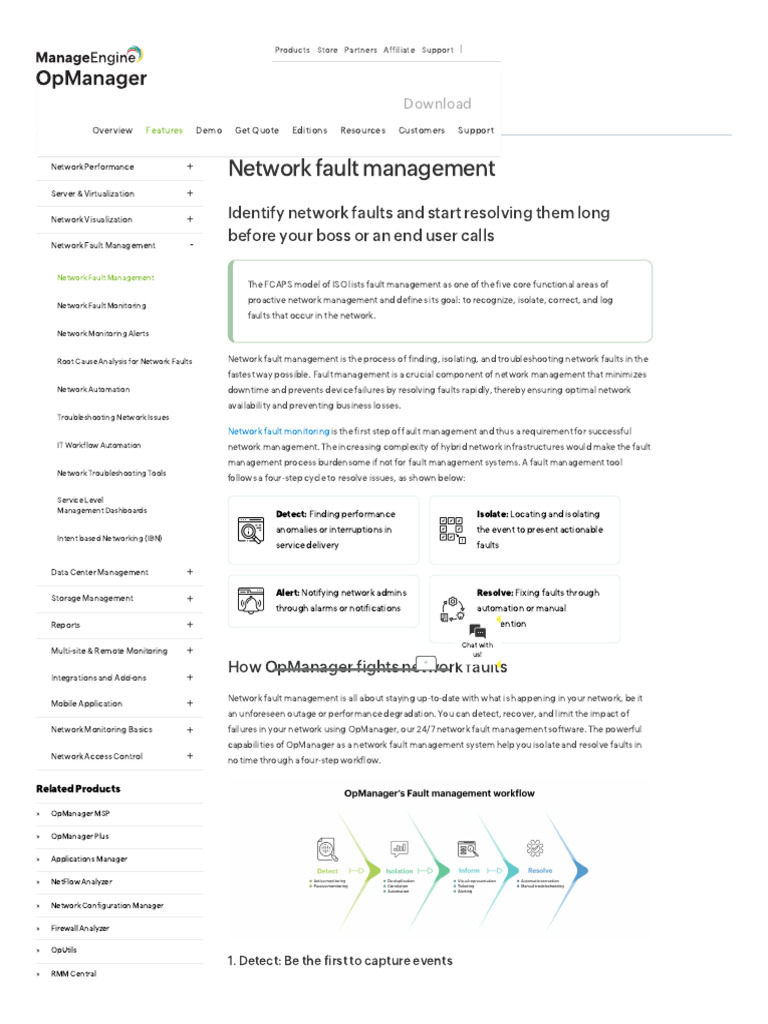 Network Fault Management and Monitoring Tools - ManageEngine OpManager | PDF | Computer Network ...