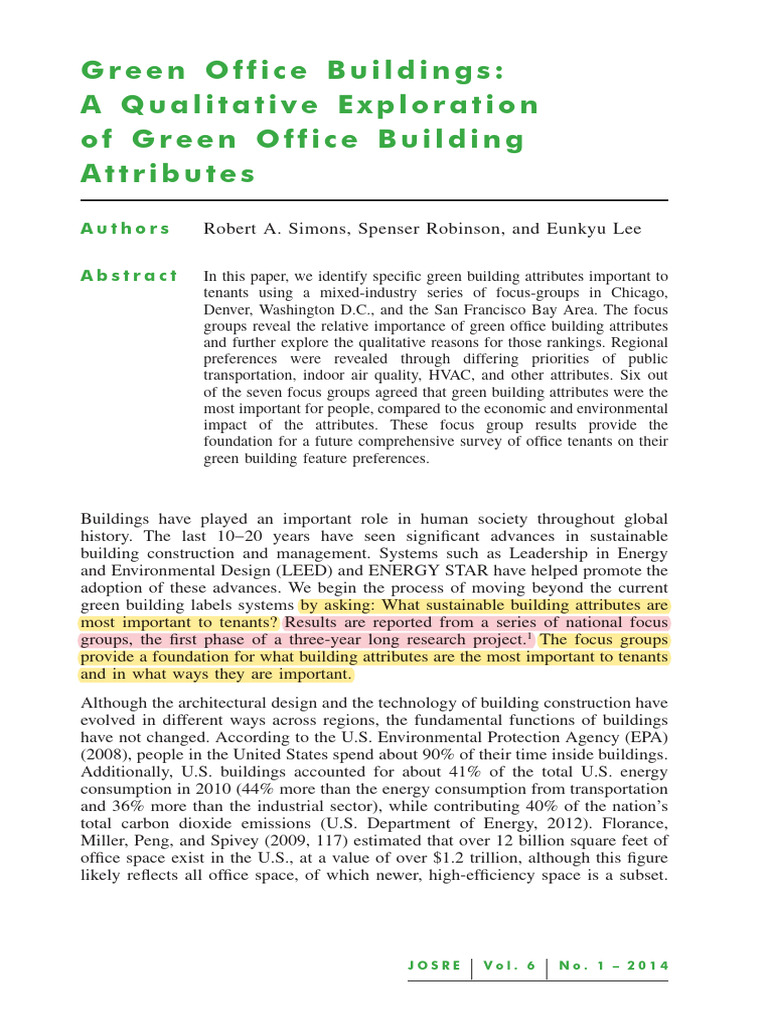 Green Office BLDG Study | PDF | Green Building | Focus Group