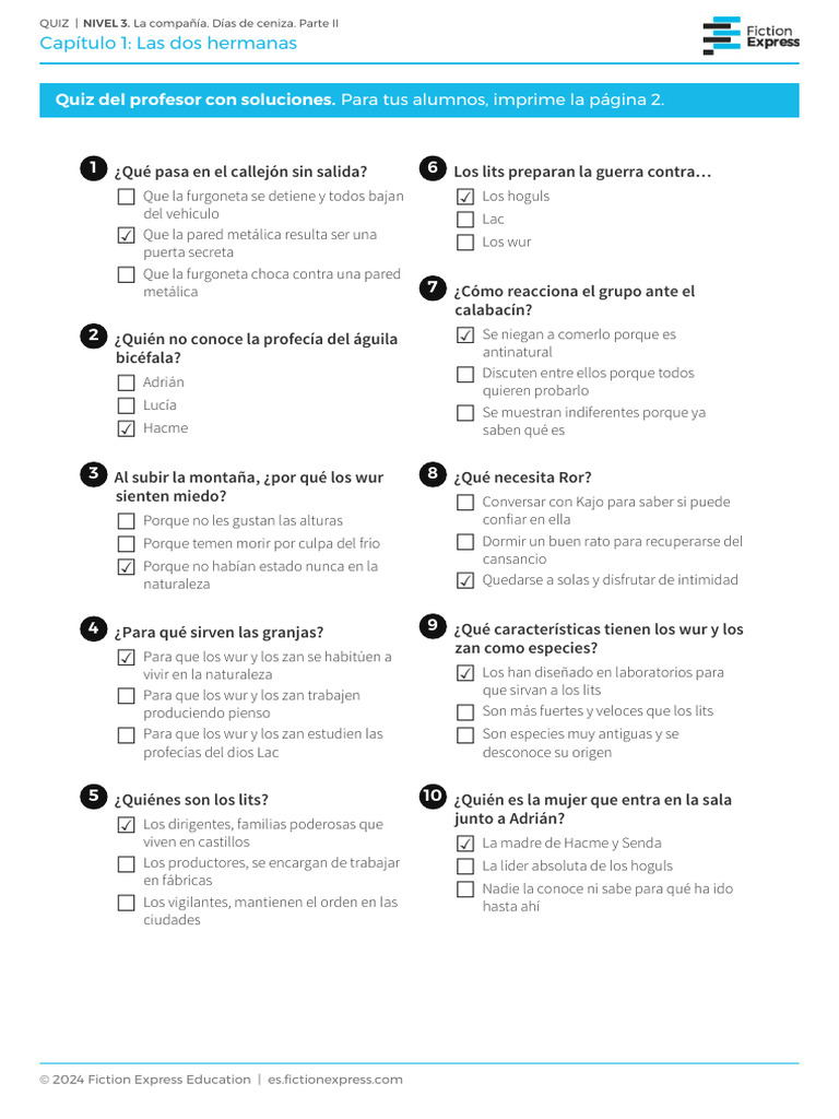 Quiz La Compania Dias de Ceniza Parte II Capitulo 1 | PDF