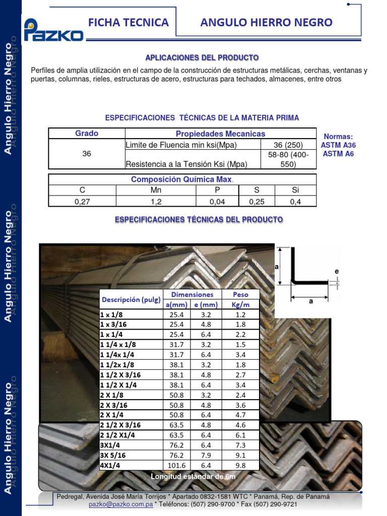 Ficha Tecnica - Angulo | PDF | Materiales