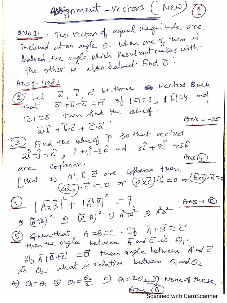 Vectors Worksheet 3 | PDF