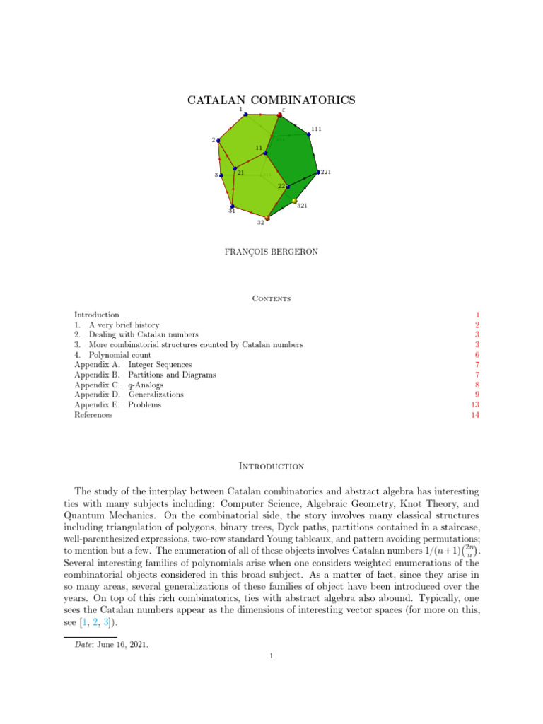 Catalan Numbers & Combinatorics | PDF | Combinatorics | Mathematical Concepts