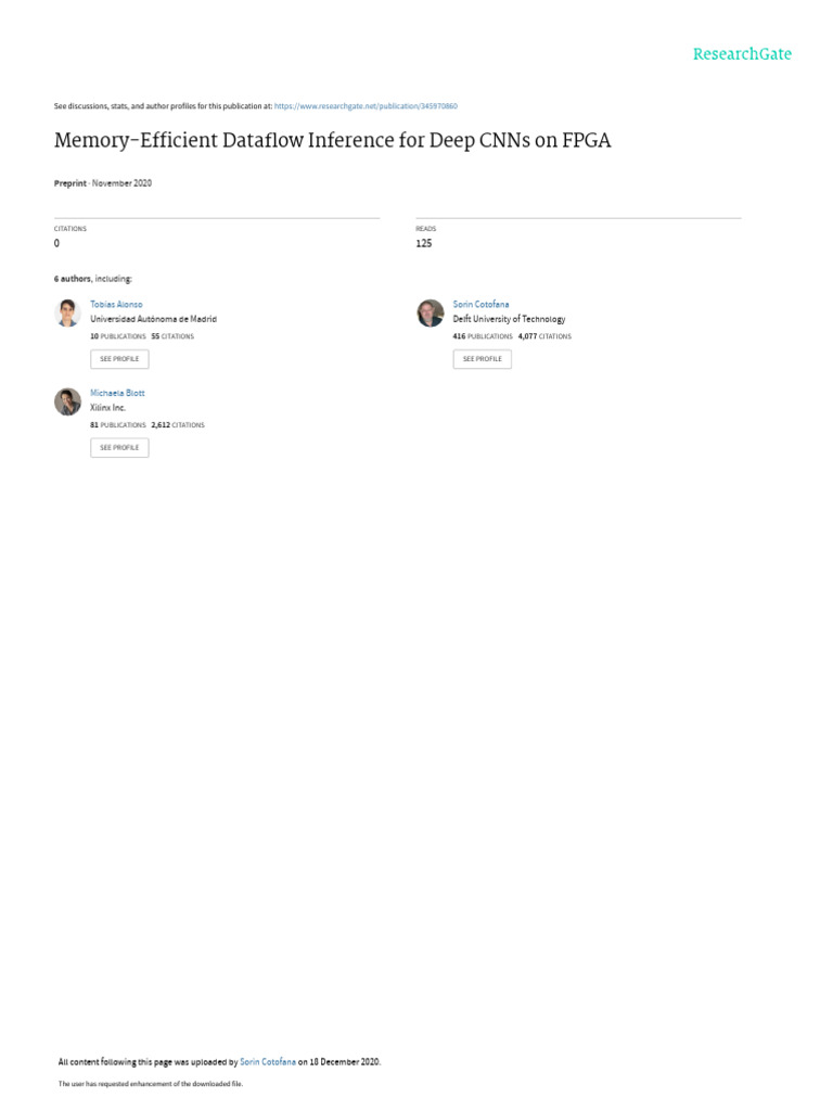 Memory Efficient Dataflow Inference For Deep Cnns Pdf Field Programmable Gate Array