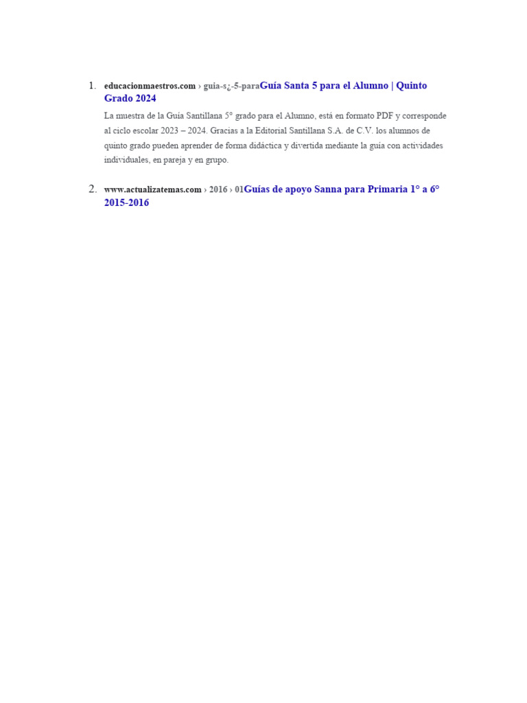 Guía Santa 5 para El Alumno - Quinto Grado 2024 | PDF