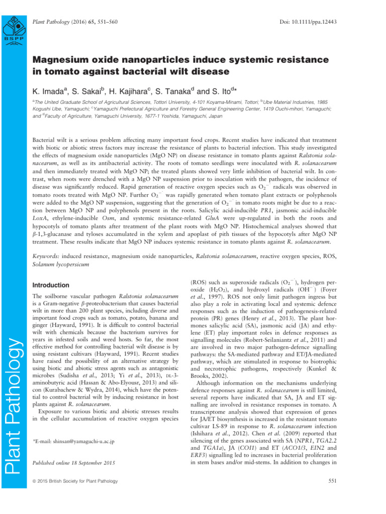 Plant Pathology - 2015 - Imada - Magnesium Oxide Nanoparticles Induce ...