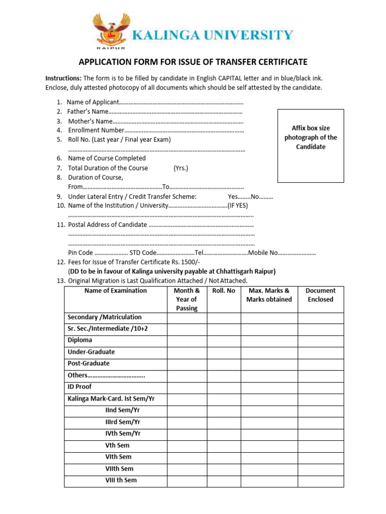 APPLICATION FORM TRANSFER KU New | PDF | Vocational Education ...