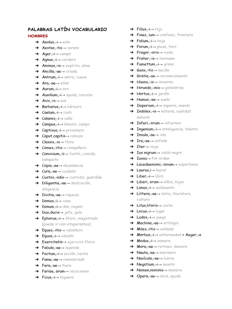 Vocabulario Latino Esencial | PDF | Artes del Lenguaje y Comunicación