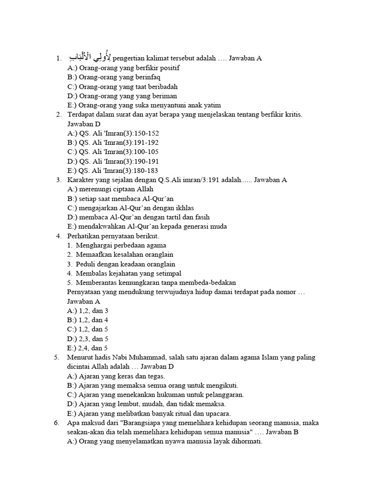 Kisi Kisi PAI Soal Us Kelas XI 2024 Genap | PDF | Kajian Bahasa Asing | Agama & Spiritualitas