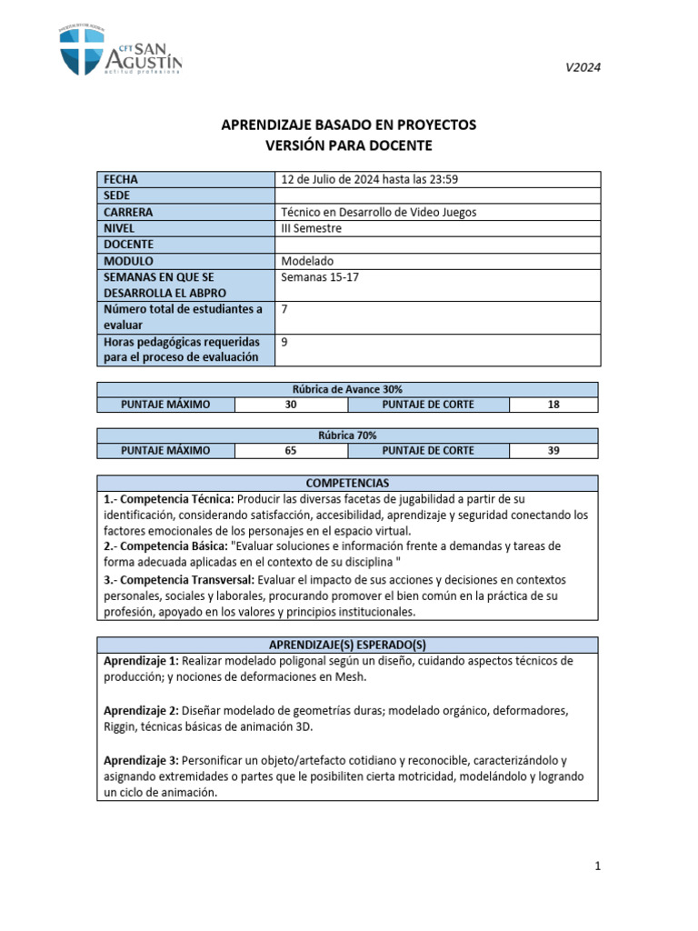 DVJ018 Doc Hom | PDF | Animación | Evaluación