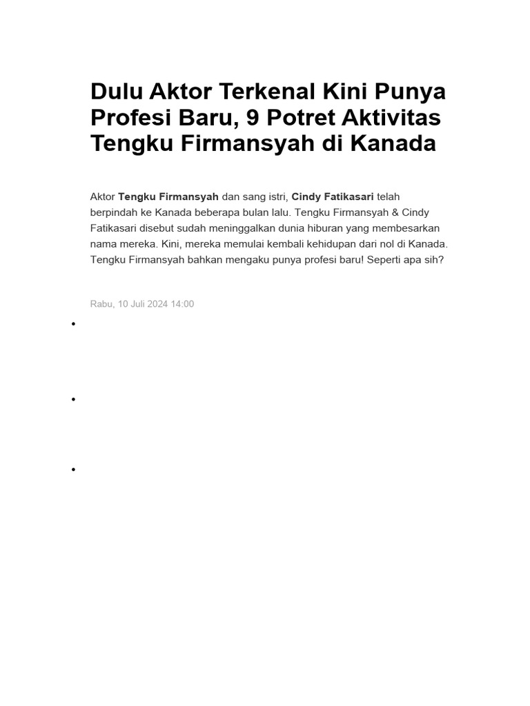 Dulu Aktor Terkenal Kini Punya Profesi Baru | PDF