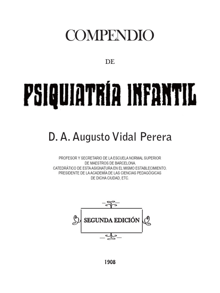 Compendio de Psiquiatría Infantil - Augusto Vidal Perera | Descargar ...