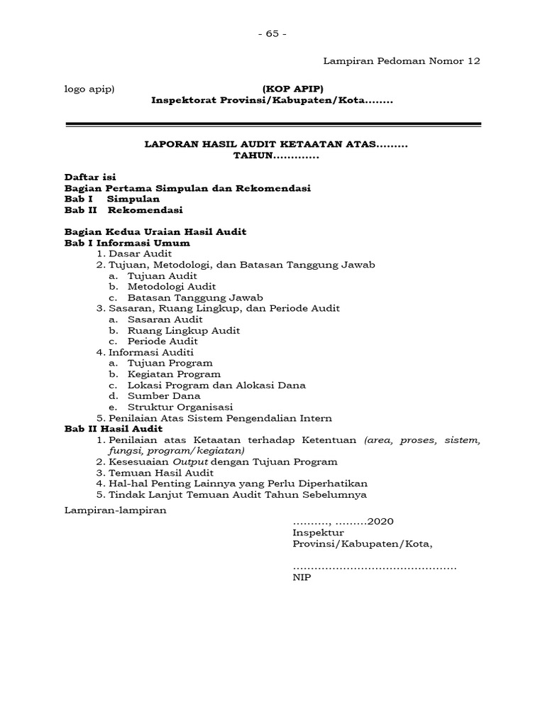 Contoh LHP Audit Ketaatan Pemda | PDF