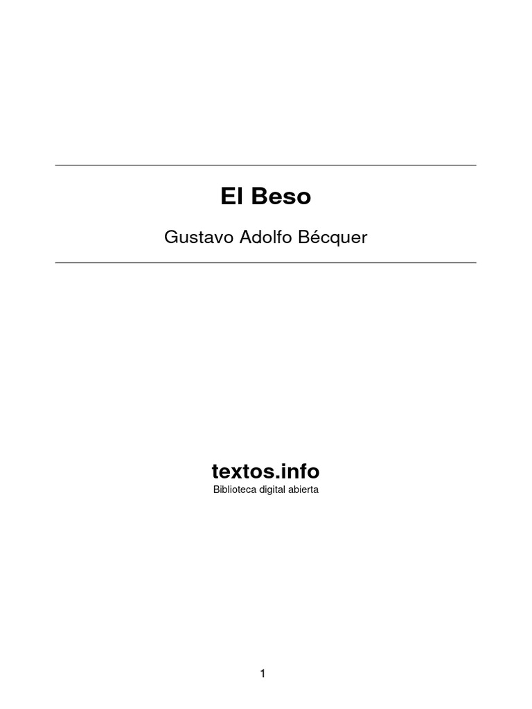 El Beso, Gustavo Adolfo Bécquer | PDF