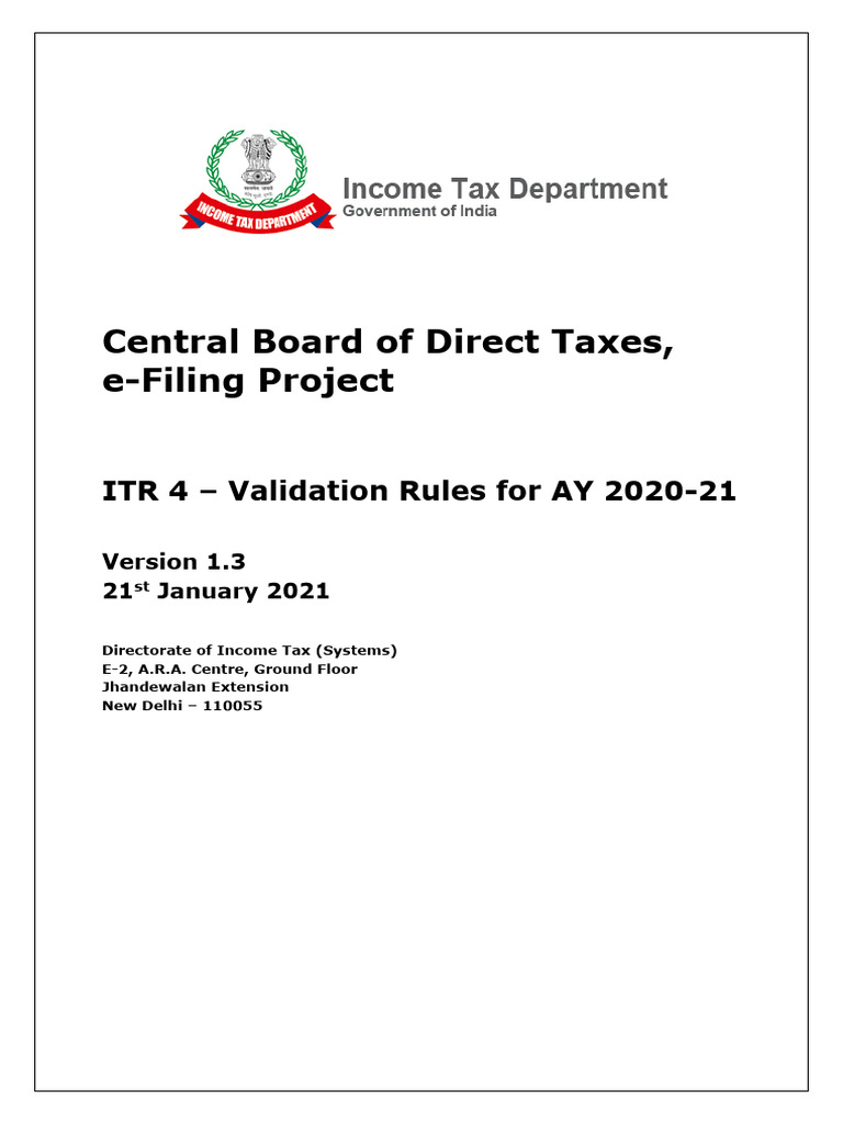 ITR 4 Rules AY 2020-21 V1.3 | PDF | Cost Of Living | Tax Refund