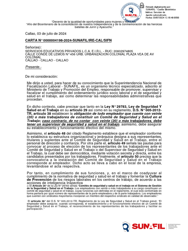 Carta Carta 0000004198 - 2024 - 582 - 2024 07 03121849 | PDF | Valores | Regulación