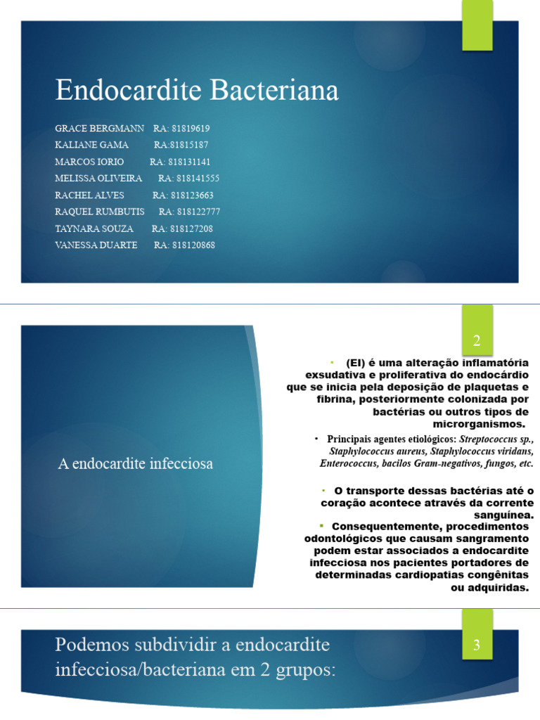 Endocardite Bacteriana Apresentaçao | PDF | Coração | Odontologia