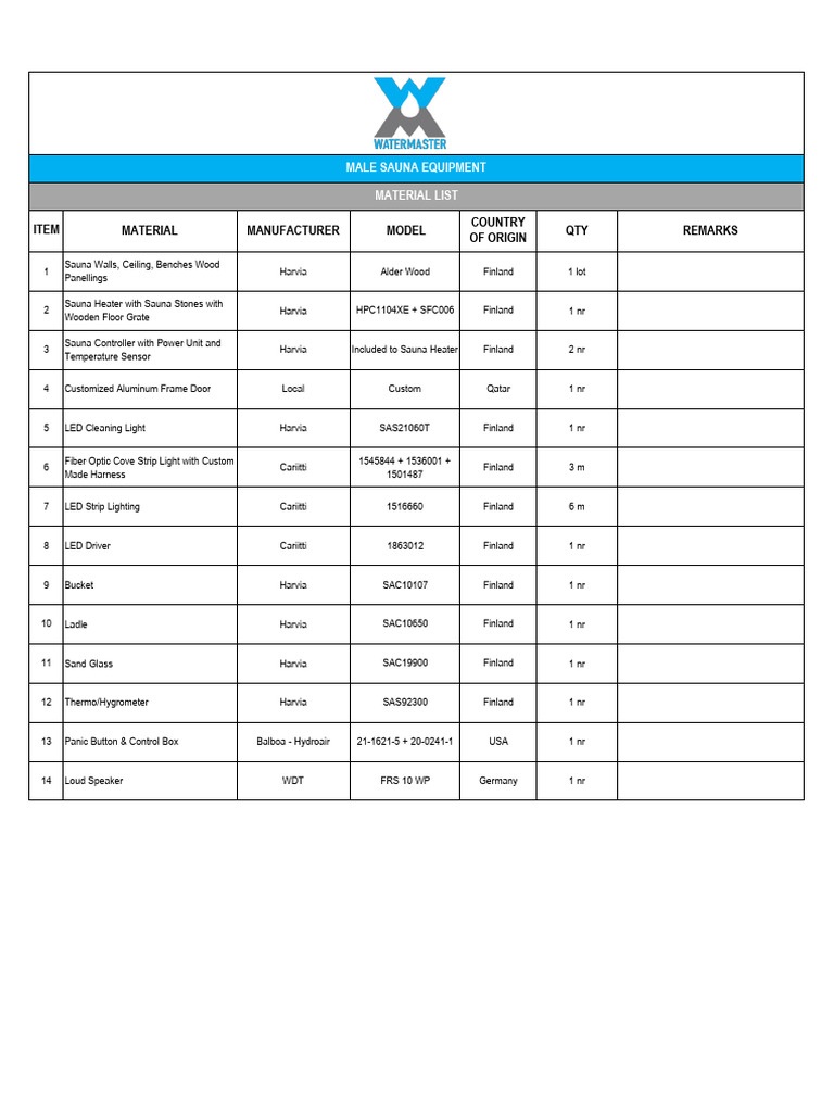 Data Sheet-Sauna Equipment | PDF | Alternating Current | Loudspeaker