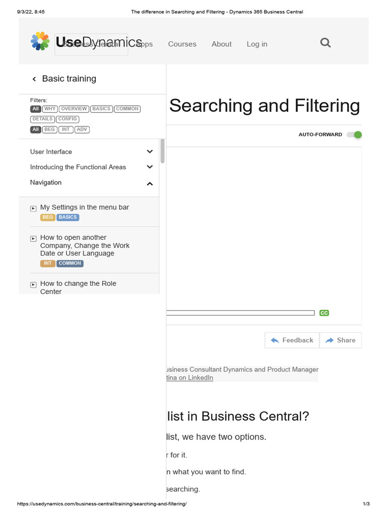 The Difference in Searching and Filtering - Dynamics 365 Business ...