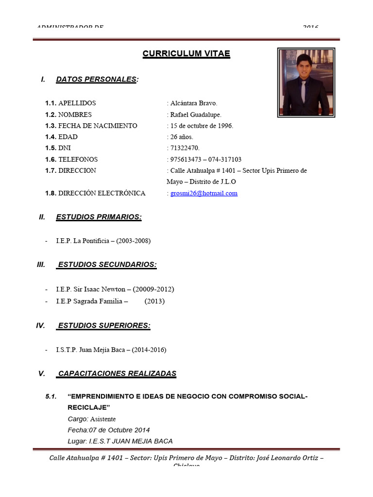 Curriculum Vitae de Rafael Alcántara | PDF | Business